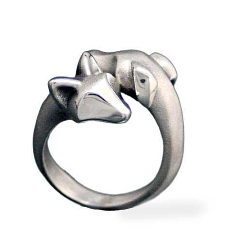 Fox and Hound Adjustable Sterling Silver Ring