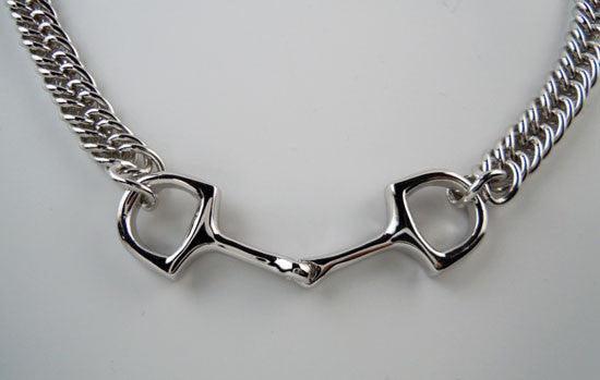 Sterling Silver Snaffle Bit Horse Bit Curb Chain Necklace